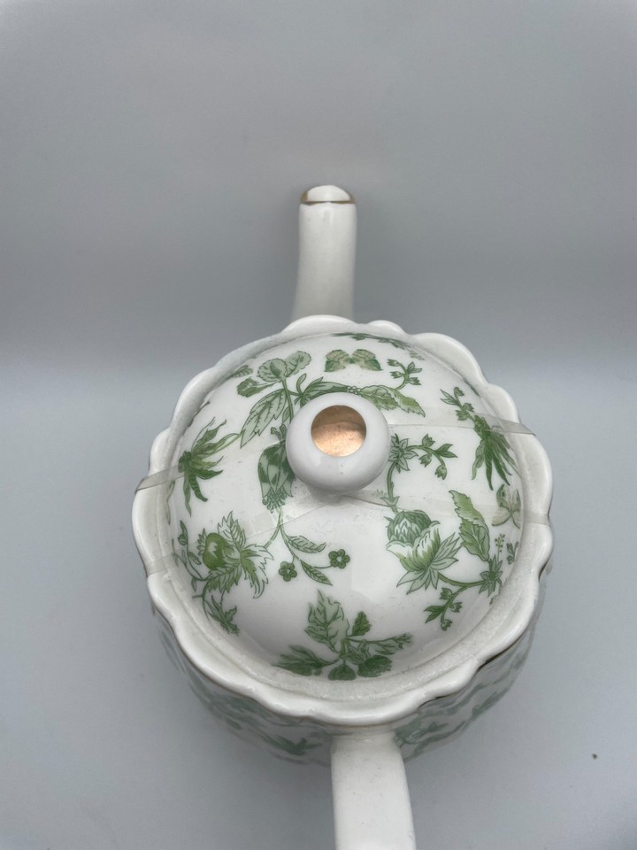 Grace Teaware Shabby Chic Green Floral Gold Trim Fine Porcelain Teapot ...