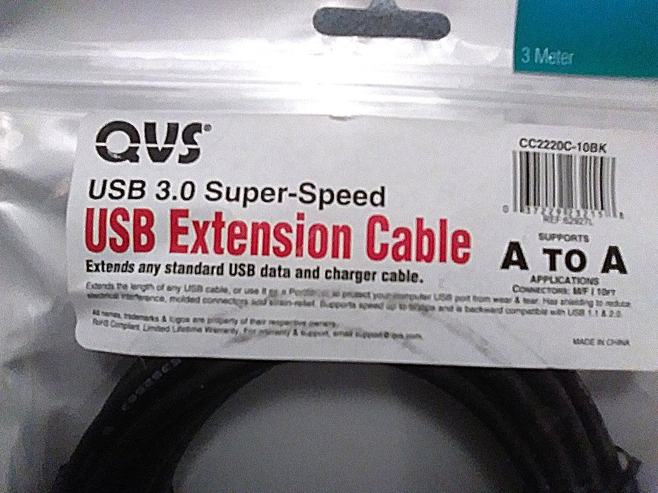 LOT OF 2 NEW QVS 10 FOOT USB A to A Extension Cable USB 3.0/ 3.1 | eBay