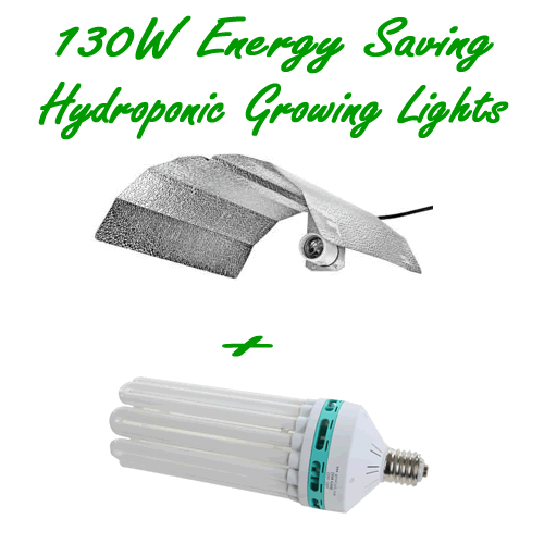 130W CFL 6400K (GROW) LAMP AND BATWING ALUMINUM REFLECTOR HYDROPONIC ...