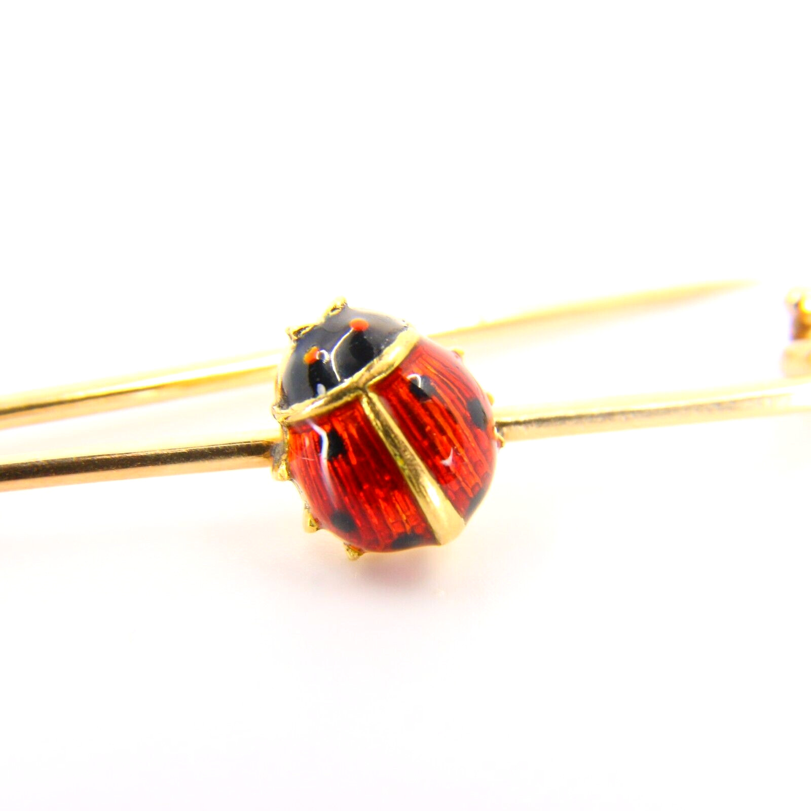 Rare Edwardian 1900 14K Gold Enamel Ladybug Ladybird … - Gem