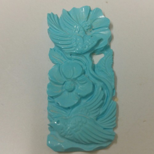 Turquoise Carved rectangular cameo, flowers 44 mm. for Pendant | eBay