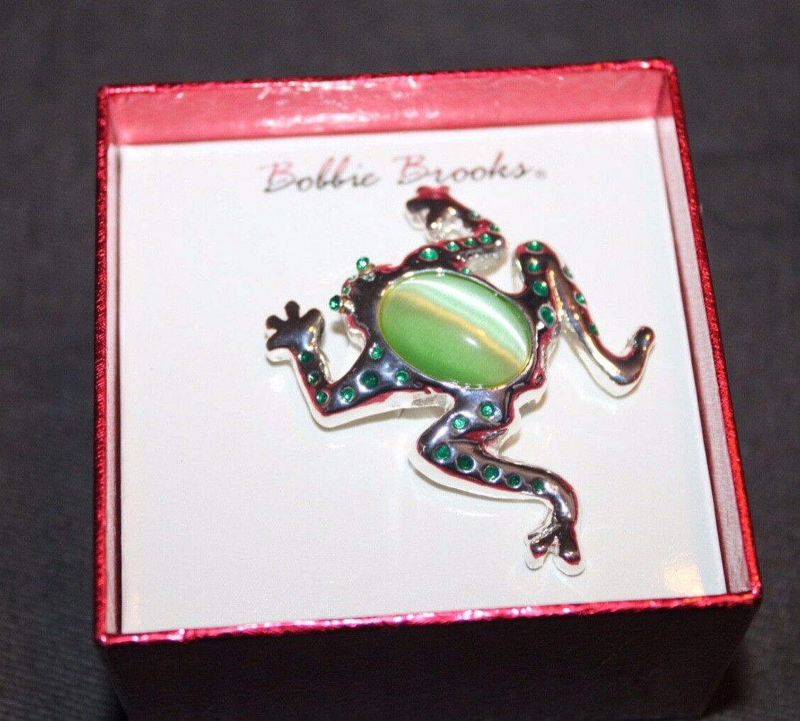 Vintage BOBBIE BROOKS "Jelly Belly" Pin FROG Boxed - Gem