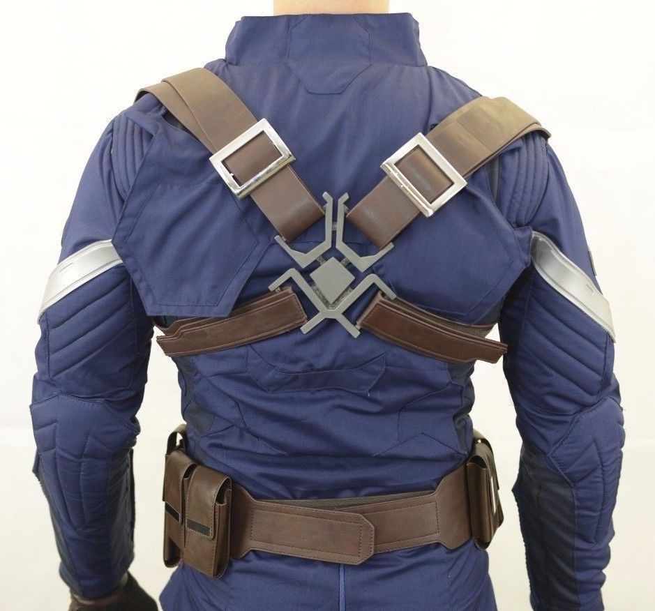 Captain America adjustable back shield HARNESS Buckle + BELT & Pouches ...