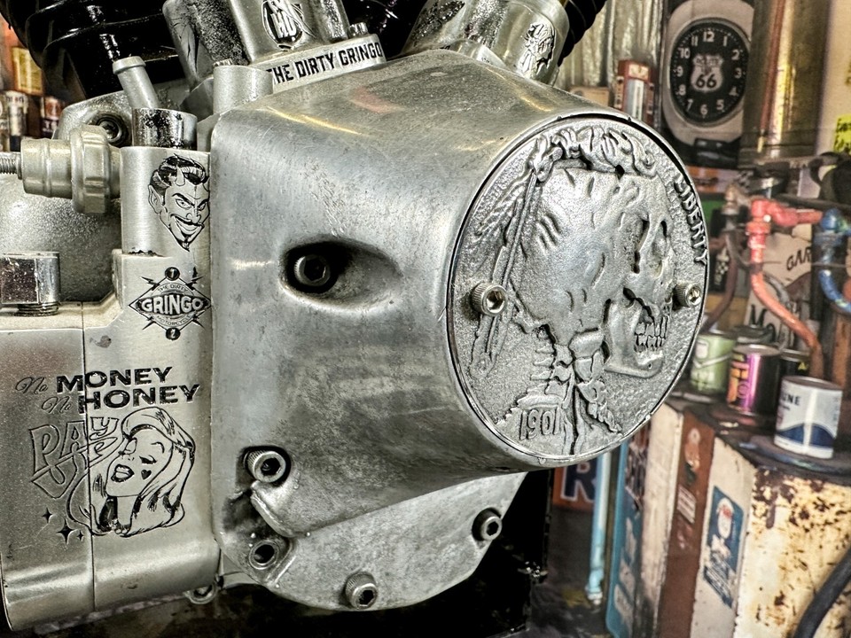 Gilroy Indian Motorcycle Skull Chief Carved Buffalo Nickel Points ...