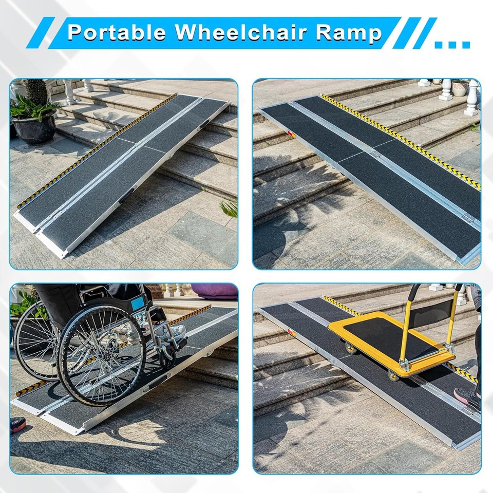 2-10ft Folding Aluminum Wheelchair Ramp Portable Mobility Scooter Non ...