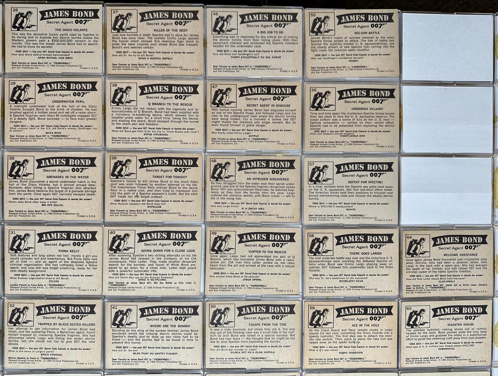 James Bond Thunderball 1966 Vintage Trading Card Set 66 Cards | eBay