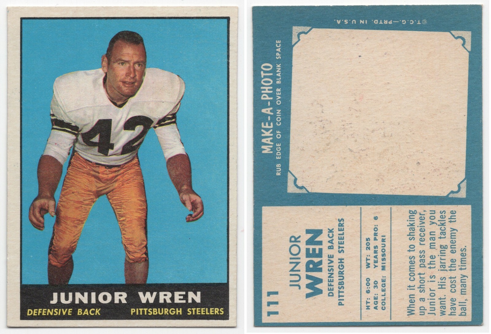 NFL Trading Cards 1950s And 1960s Single Cards | eBay