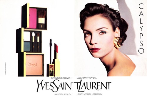 1989 YSL Yves Saint Laurent makeup Famke Janssen vintage MAGAZINE AD ...