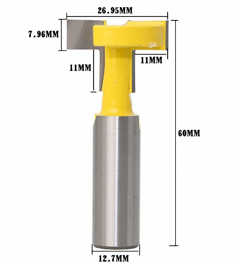 1/4" to 3/8" Straight T-Track T-Slot Router Bit - 1/4'' 1/2" 8mm Shank ...
