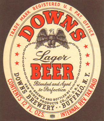 DOWNS BEER LABEL T SHIRT DOWNS BREW BUFFALO NY SIZES SMALL-XXXLARGE (F ...
