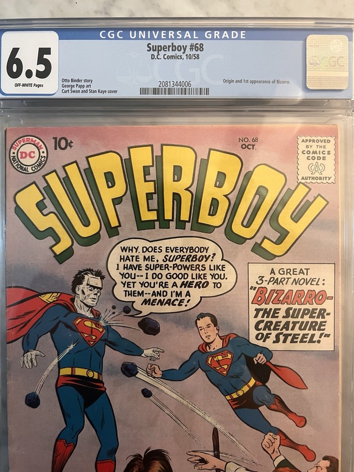 Superboy 68 10/58 Origin and First Appearance Of Bizzaro CGC 6.5 | eBay