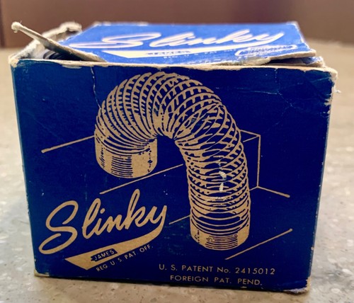 VINTAGE 1940'S SLINKY, BLUE BOX, JAMES INDUSTRIES, CLIFTON . PA , NEAT TOY | eBay