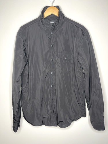 EXPRESS Mens Full Snap Casual Bomber Jacket Size XL Black | eBay