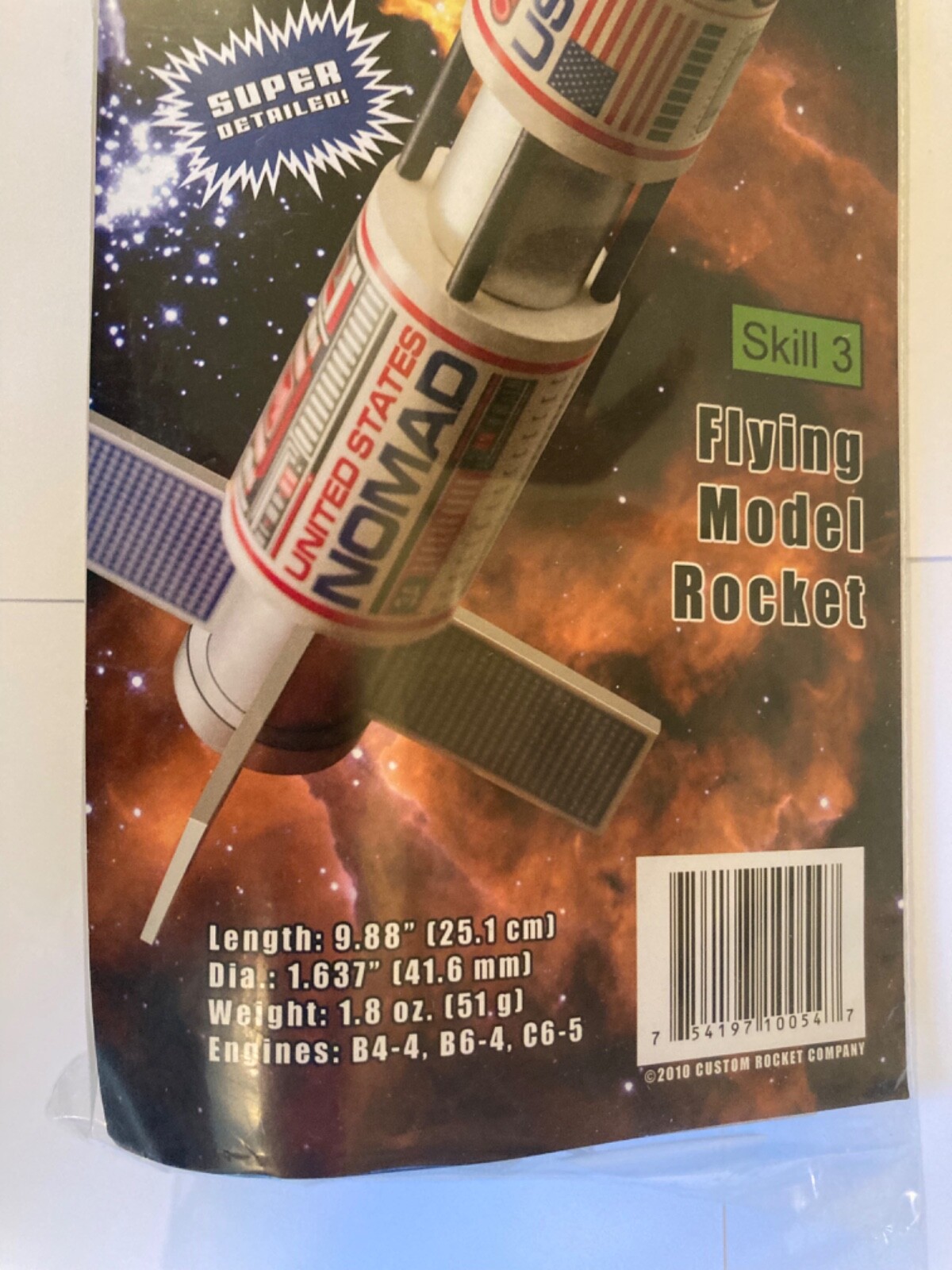 Custom Rocket Company NOMAD Flying Model Rocket Kit #10054 NEW Sealed ...