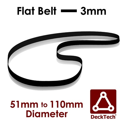 DeckTech 3mm Flat Belt 41mm - 110mm Ø Inner Diameter Rubber Motor Drive ...