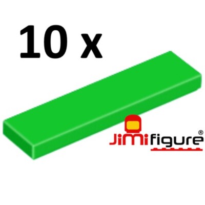 NEW 10 x LEGO Flat Tile 1x4 with Groove Bright Green 2431 Genuine Bulk ...