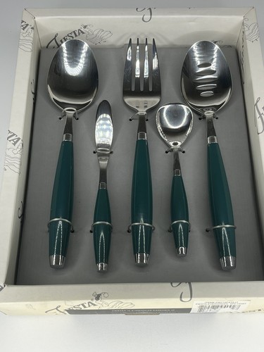 Fiesta Ware Retired Evergreen 5 Piece Hostess Set Flatware Utensils ...