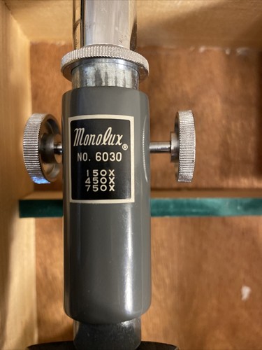 VINTAGE Monolux Microscope 6030 100X-750X Zoom With Case And Equipment ...
