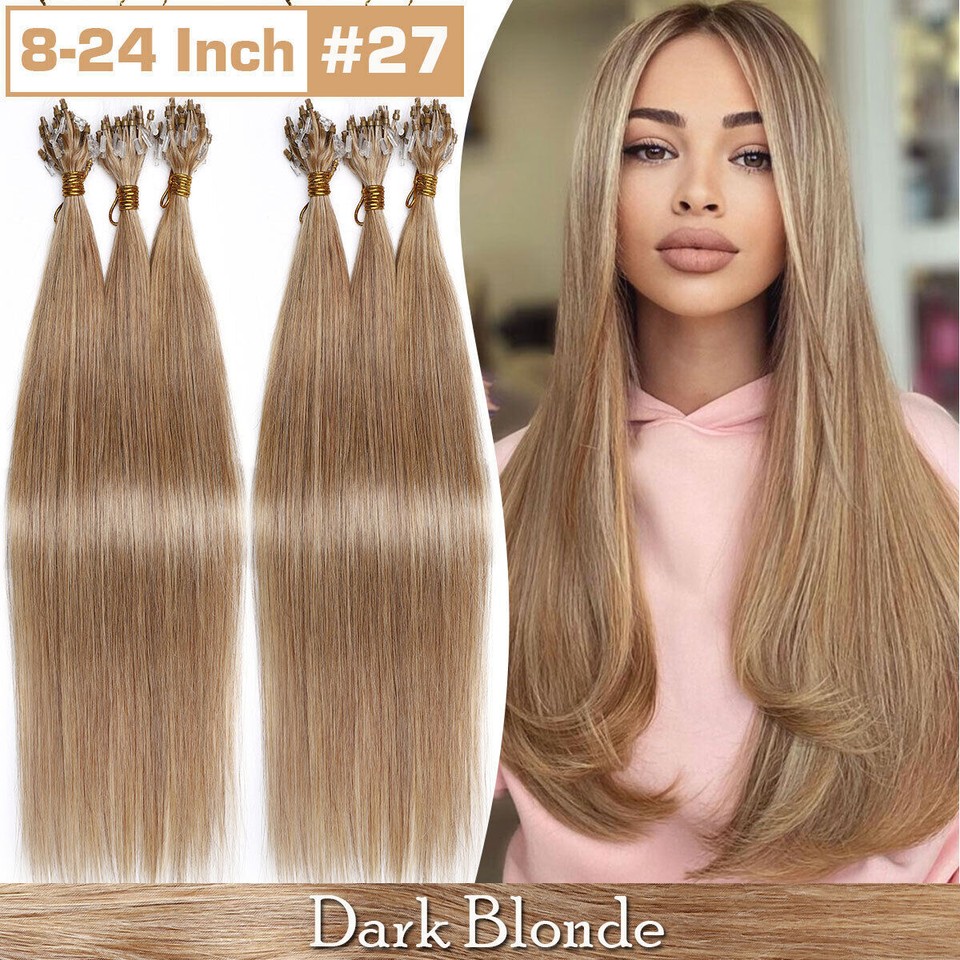 HOT Loop Micro Ring Link Hair Extensions Russian Real Human Hair Micro ...