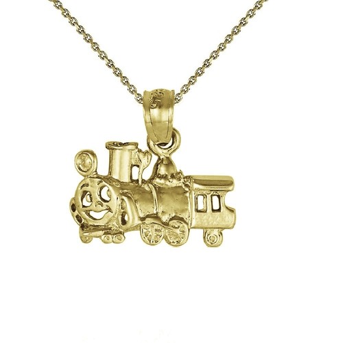Sterling Silver Yellow Gold Plated Necklace Fancy Train Locomotive ...