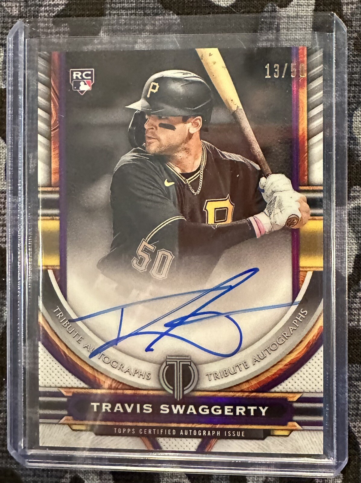 2023 Topps Tribute TRAVIS SWAGGERTY RC On Card Auto SP Purple 13/50 TA ...