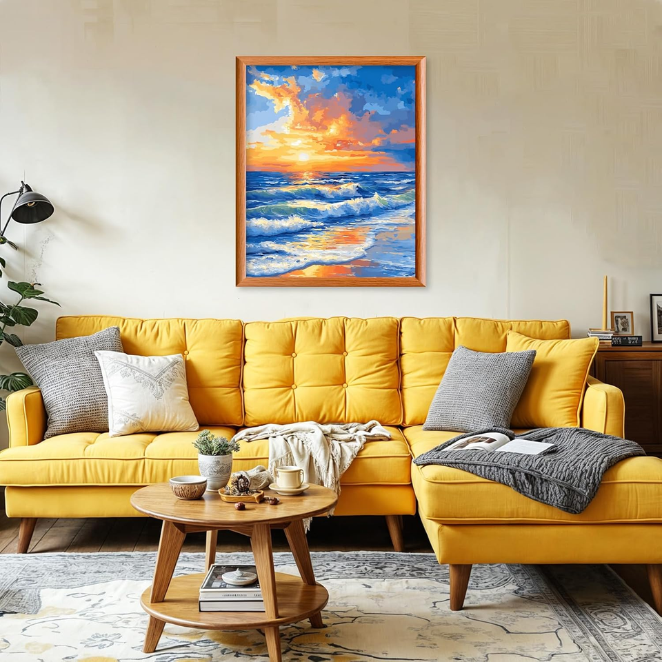 Paint by Numbers for Adults,Sunset Sea Waves Painting by Numbers Art ...