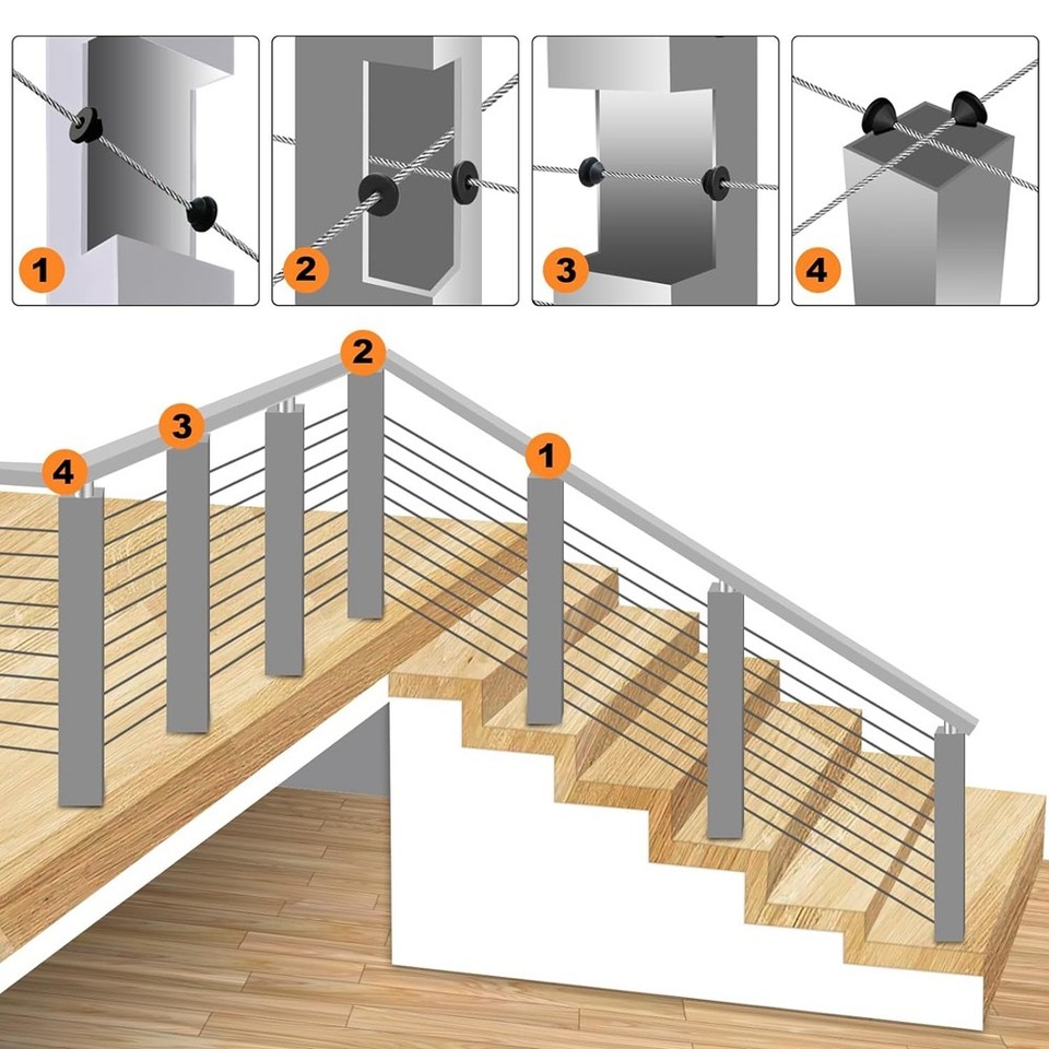 Stainless Steel Wire Rope Sleeve Cable Railing Fitting Grommet ...