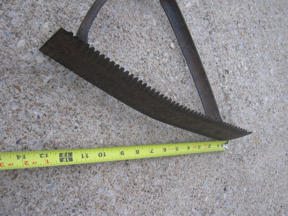 Vintage Weed Grass Trimmer Sling Blade Wood Handle Rustic Yard Sickle ...