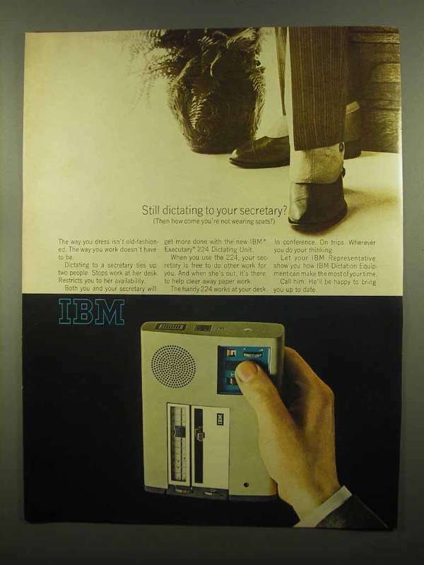 1965 IBM Executary 224 Dictating Unit Ad - Secretary | eBay