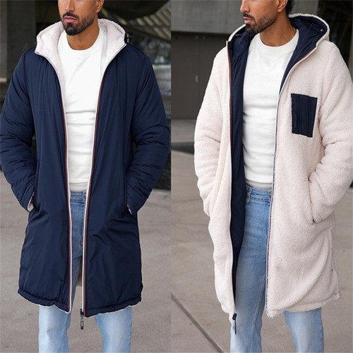 Men's Fleece Coat French Zipper Business Overcoat Winter Warm Top ...