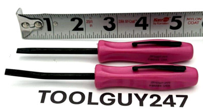 SNAP ON TOOLS POCKET PRY BAR SET BENT & STRAIGHT PINK HARD HANDLES ...