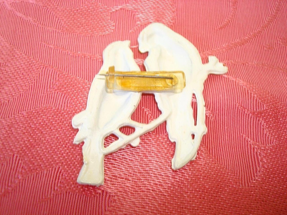 Vintage Painted White Plastic Birds Pin Brooch Plastic C clasp | eBay