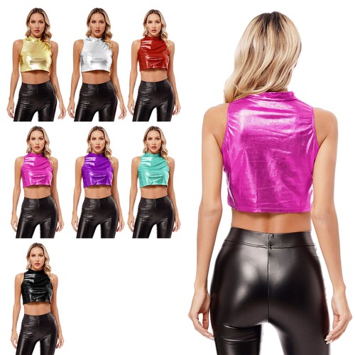 Womens Tank Show Crop Tops Hip Hop Shirts Jazz Tee Stage Costume Ballet ...