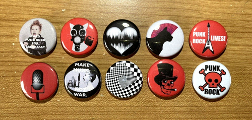 10 Pop Culture Buttons Pins 80s 90s Vintage Style Punk Ska Cats Music 1 ...