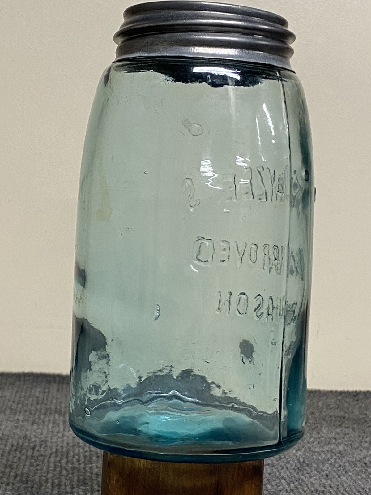 Swayzee's Improved Mason Ball Blue Quart Fruit Jar, Ball Zink Lid And ...