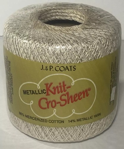 J & P Coats Metallic Knit-Cro-Sheen Crochet Thread Silver 100 Yards Set ...