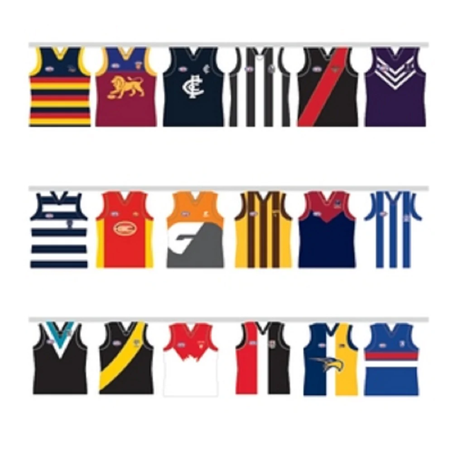 Official AFL All Teams 5m Hanging Flags Bunting Party Decoration Banner ...