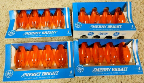 Vintage GE Merrybright Christmas Orange Bulb D15 C-9 1/2 Lot 16 New Old ...