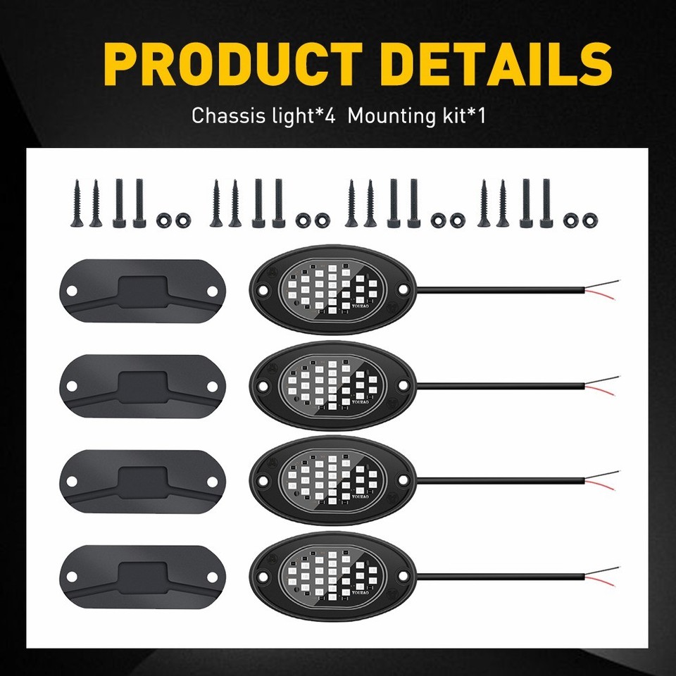 100X Red Under LED Car Underglow System Underbody Neon Light Kit Lamp ...