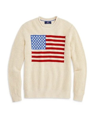 Vineyard Vines american flag mercerized cotton sweater Powder Medium | eBay