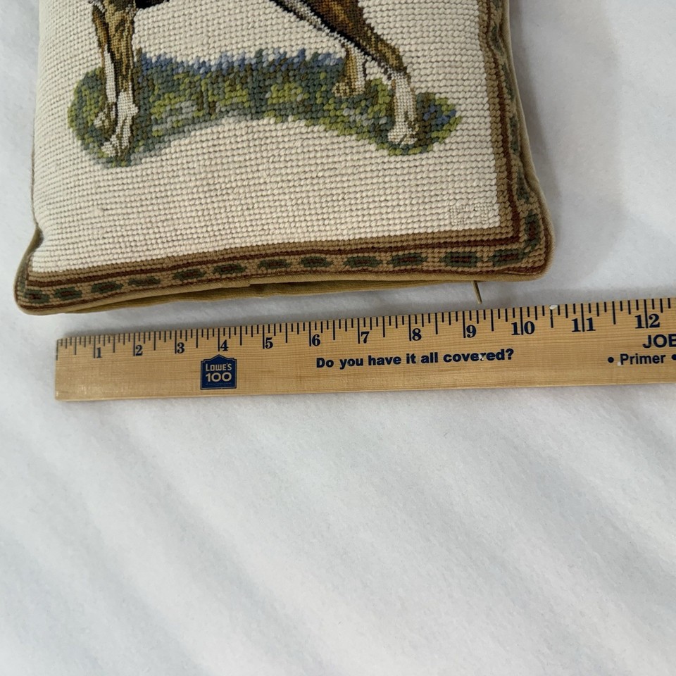 Boxer Dog Needlepoint Pillow 10"x10" Cottage Hunting Decor Grandma ...