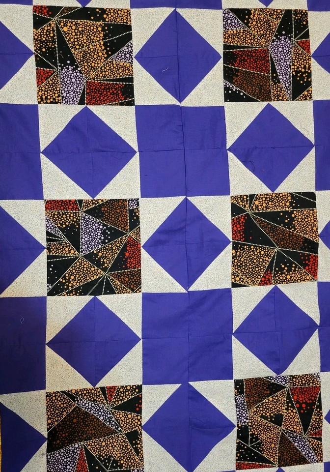 Unfinished Handmade Quilt Top "Indigo & Stars" 51"x 76" Multicolor | eBay