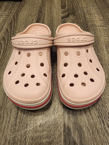 CROCS CLOGS SIZE J2 KIDS Shoes Comfortable Pink Bayaband Lightweight ...