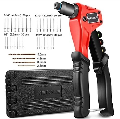 WETOLS Rivet Gun with 120 Pcs Rivets Manual Rivet Gun Kit with 4 Manual ...