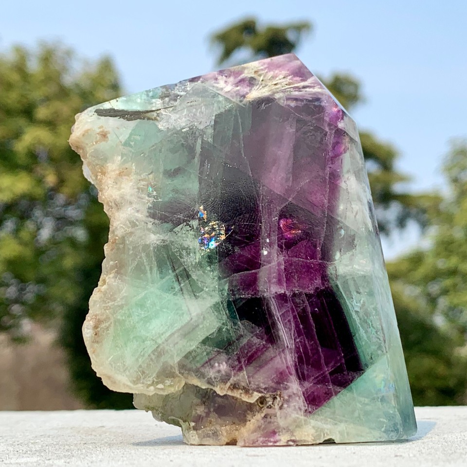 285G Rare Natural Snowflake Feather Fluorite Crystal Obelisk Energy ...