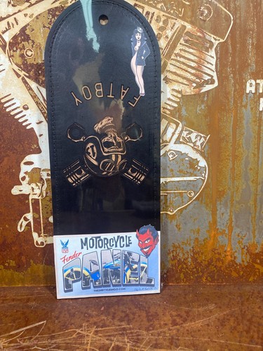 Rear Fender Bib Leather Custom Fatboy Evil Skull Black Softail Harley ...