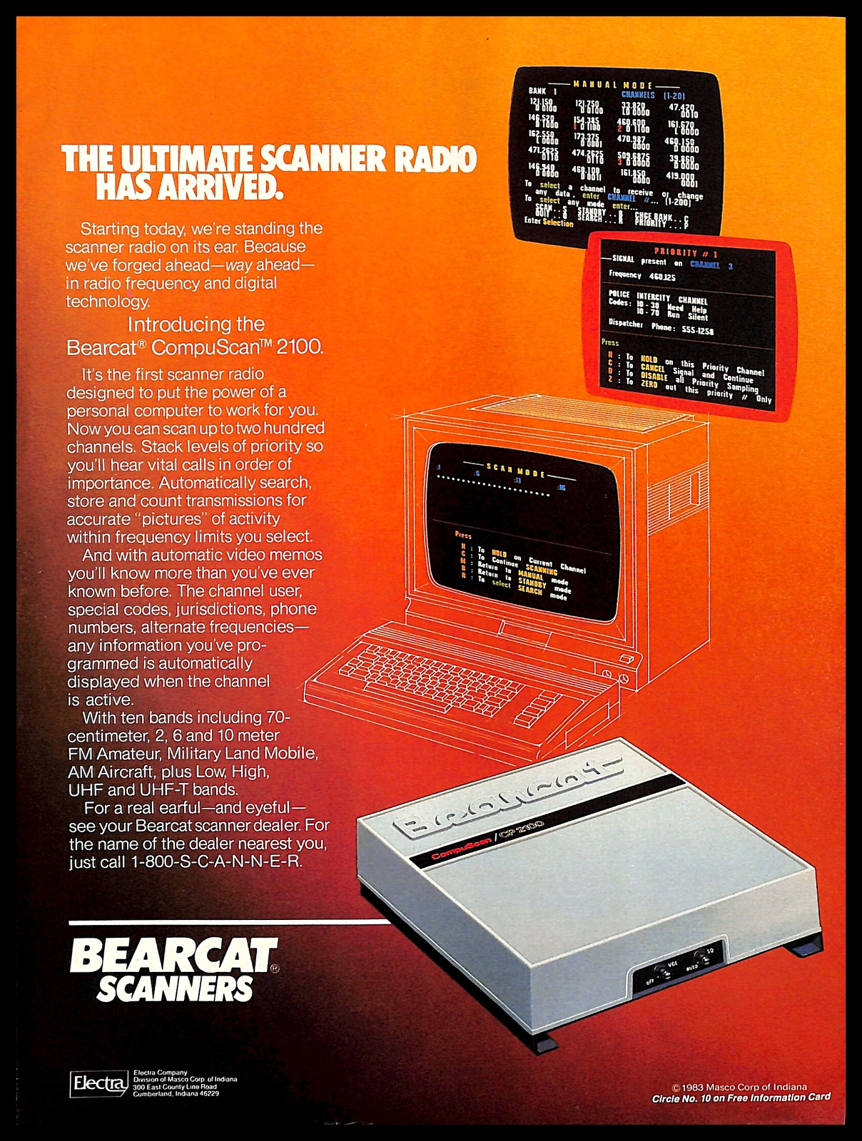 1984 Bearcat CompuScan Scanner Radio Vintage PRINT AD Electronics ...