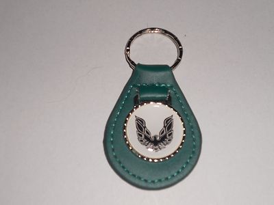 PONTIAC FIREBIRD OR TRANS-AM BIRD LOGO LEATHER KEYCHAIN NEW TEAL W ...