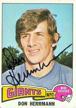 Don Herrmann autographed Football Card (New York Giants) 1975 Topps ...