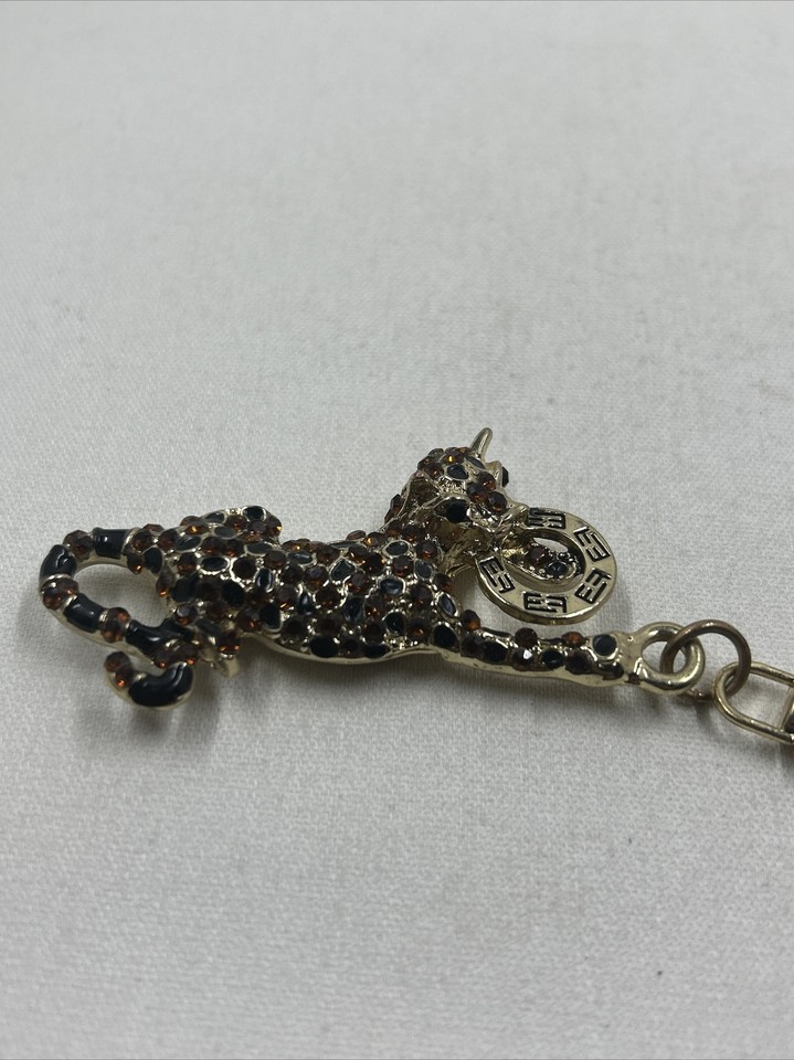 EFFY Panther KeyChain Rhinestone Crystal Cat Logo Keyring Purse Clip ...